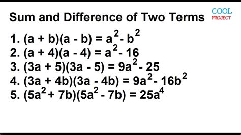 Sum And Difference Of Two Terms YouTube