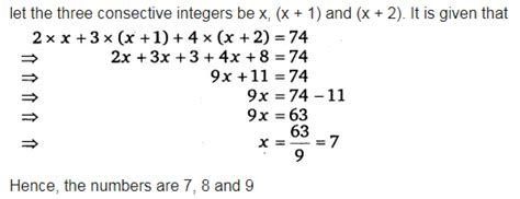 three consecutive integers are such that when they are taken in increasing cbse class 8 maths