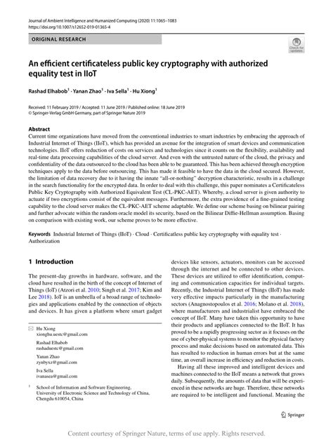 an efficient certificateless public key cryptography with authorized equality test in iiot