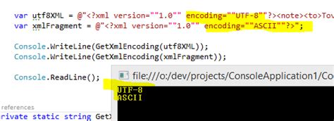 c obtaining the xml encoding from an xml declaration fragment xmldeclaration is not