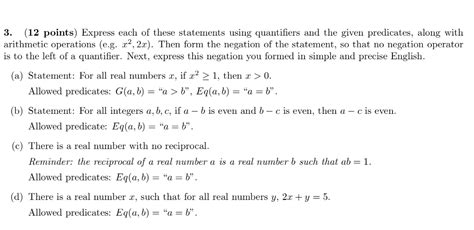 solved 3 12 points express each of these statements using