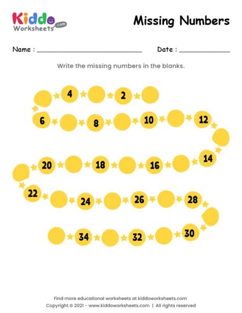 Free Printable Missing Numbers Worksheet 1 35 Worksheet