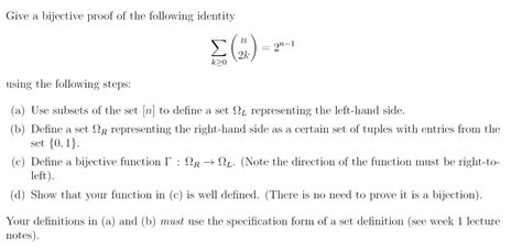 solved give a bijective proof of the following identity Σ 1