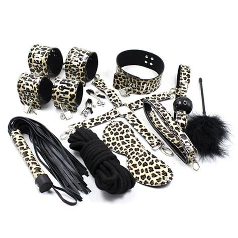 10pcsset Bondage Set Kit Contains Wrist Cuffs Mouth Gag Fetish Whip Blindfold Nipple Clamp Neck