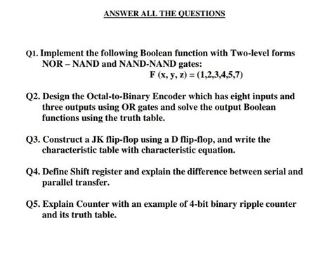 Solved ANSWER ALL THE QUESTIONS Q1 Implement The Following Chegg