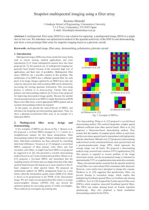 pdf snapshot multispectral imaging using a filter arraysnapshot multispectral imaging using a