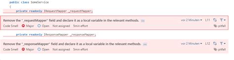 C SonarQube Rule SingularField S1450 And Dependency Injection