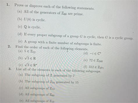 solved 1 prove or disprove each of the following