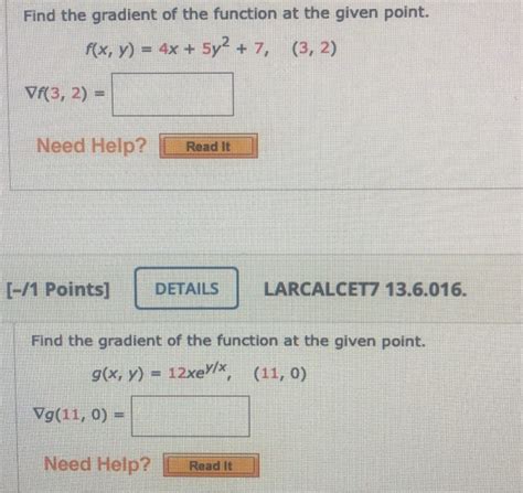 solved find the gradient of the function at the given point