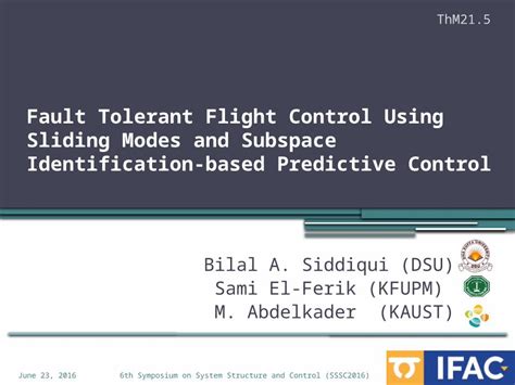 pptx fault tolerant flight control using sliding modes and subspace identification based