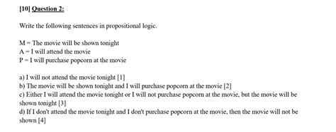 solved write the following sentences in propositional logic