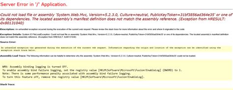 unable to open orchestrator error could not load file or assembly system web mvc 0x80131040