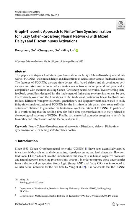 pdf graph theoretic approach to finite time synchronization for fuzzy cohen grossberg neural