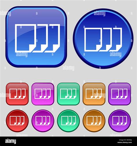 Copy File Sign Icon Duplicate Document Symbol Set Of Colored Buttons