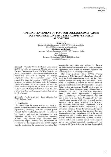pdf optimal placement of tcsc for voltage constrained loss minimization using self adaptive