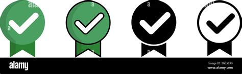 Flat Design Check Mark Badge Icon Set Editable Vector Stock Vector