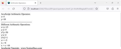 Javascript Arithmetic Operators Testingdocs