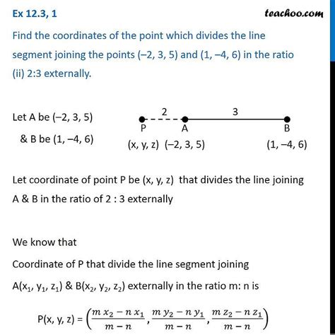 question 1 find coordinates of line which divides line in ratio 2 3