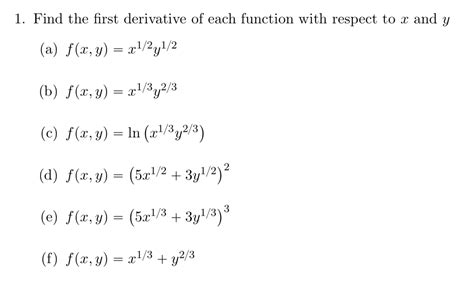 solved 1 find the first derivative of each function with