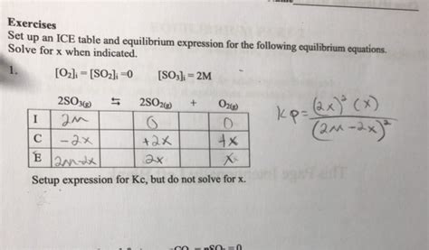 solved exercises set up an ice table and equilibrium