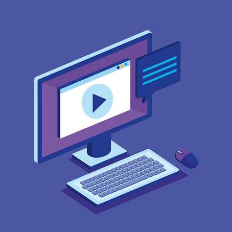 Premium Vector Isometric Computer Desktop Digital Technology