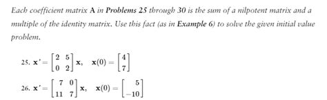 solved each coefficient matrix a in problems 25 through 30
