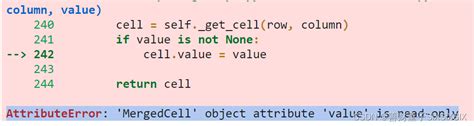 openpyxl出现‘mergedcell‘ object attribute ‘value‘ is read only的写入办法，亲测有效 attributeerror