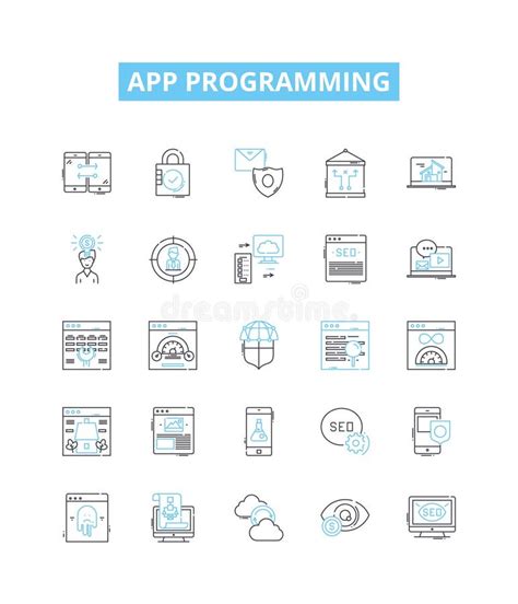 app programming vector line icons set app programming coding development ios android