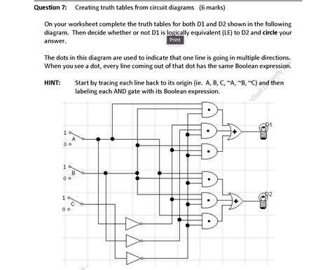 [solved] question 7 creating truth tables from circuit diagrams 6 marks course hero