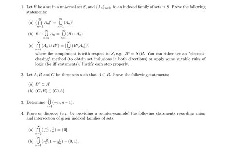 solved let b ﻿be a set in a universal set s ﻿and {an}ninn