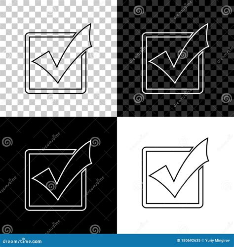 Check Mark In A Box Line Icon Isolated On Black White And Transparent