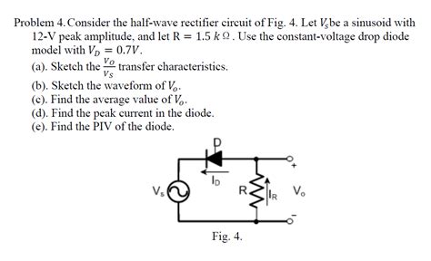 solved problem 4 consider the half wave rectifier circuit