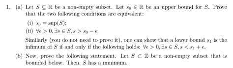 solved 1 a let s cr be a non empty subset let so er be