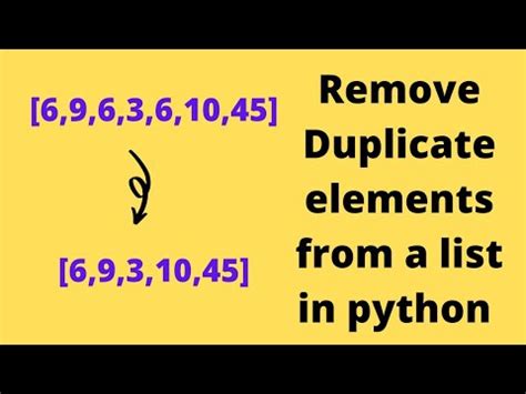 How To Remove Duplicate Elements In List Using Python YouTube