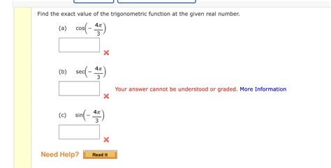 solved find the exact value of the trigonometric function at