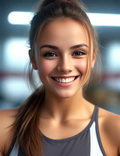 Premium Ai Image Slim Athletic Female Smiling Generated Ai