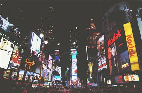 New York Time Square Nighttime Photo Many Buildings Night Dark Cc0 Public Domain