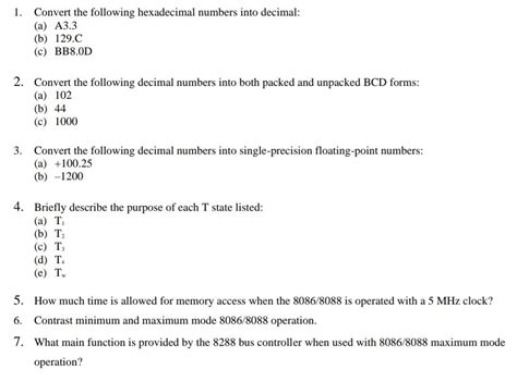 solved 1 convert the following hexadecimal numbers into