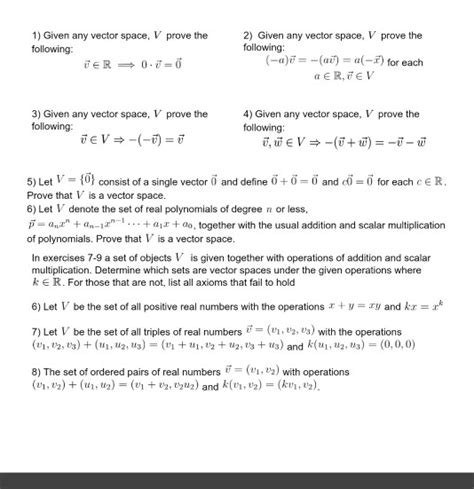 solved 1 given any vector space v prove the following 2