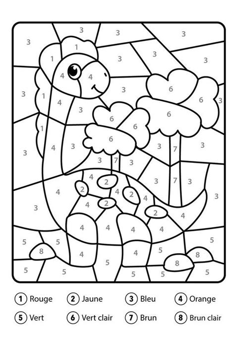 Coloriage par numéro Dinosaures en 2024 Páginas para colorear para