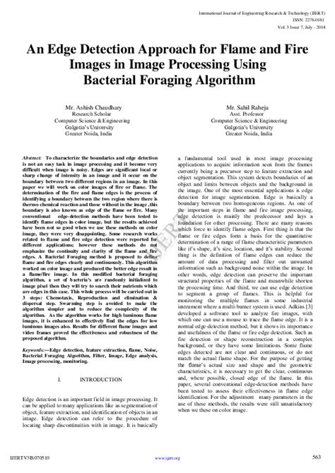 pdf an edge detection approach for flame and fire images in image processing using bacterial