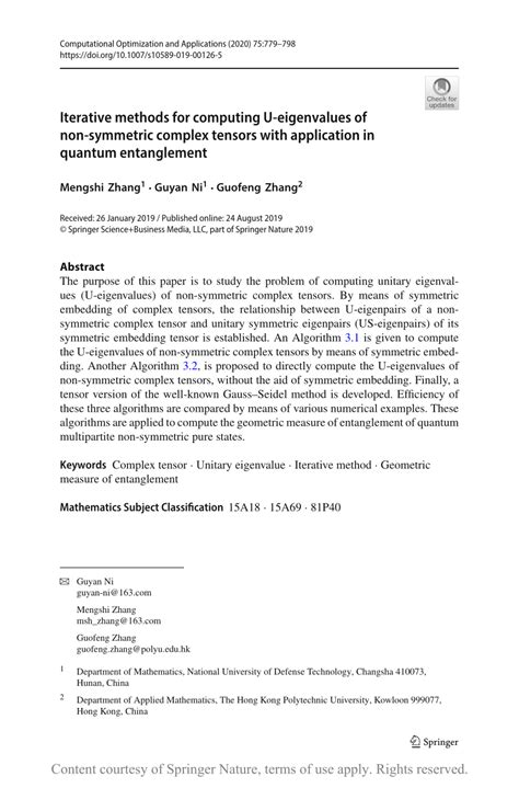 iterative methods for computing u eigenvalues of non symmetric complex tensors with application