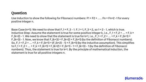 solved use induction to show the following for fibonacci numbers f1 f2 fn fn 2 1