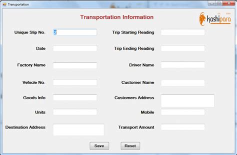 transportation management system project in vb with source code and report kashipara