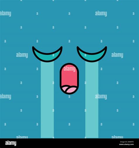 Crying Teary Emoji Vector Illustration Weeping Tearful Emoticon Emotion Feeling Cartoon