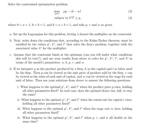 solved solve the constrained optimization problem max y k l