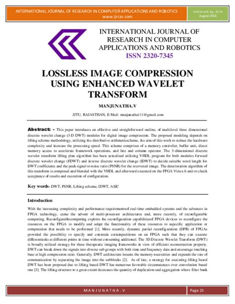pdf lossless image compression using enhanced wavelet transform ijrcar journal