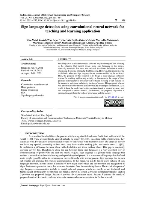 pdf sign language detection using convolutional neural network for teaching and learning