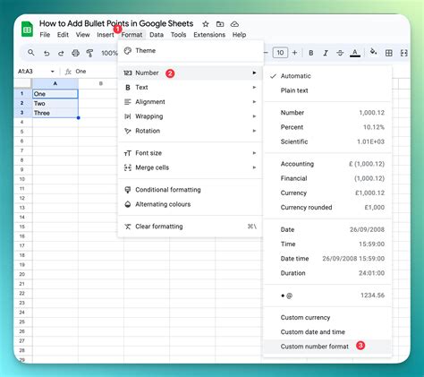 How To Add Bullet Points In Google Sheets