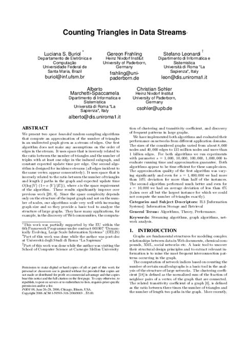 pdf counting triangles in data streams luciana buriol